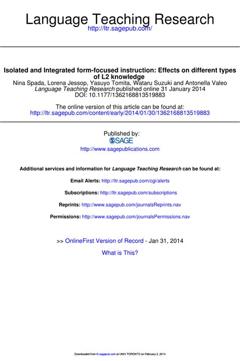 pdf isolated and integrated form focused instruction effects on different types of l2 knowledge
