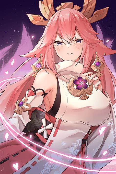 Anime Anime Spiele Anime Mädchen Genshin Impact Yae Miko Genshin