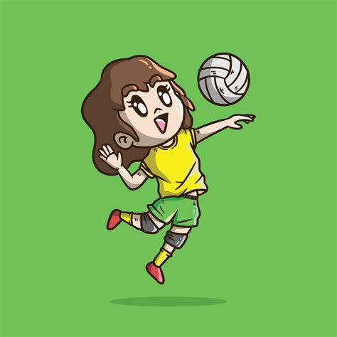 dibujos animados vector ilustración de linda niña jugando vóleibol