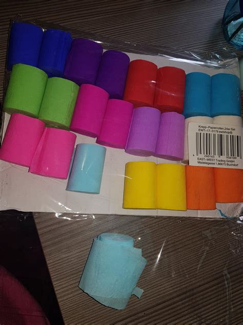 ewtshop 24 Krepp Bänder 12 verschiedene Farben jeweils 10 Meter x 5