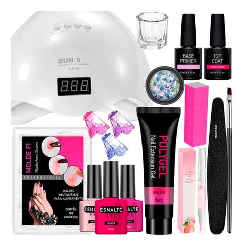 Kit Polygel 100 Moldes F1 Pincel Unhas Esmalte Em Gel Cabine MercadoLivre