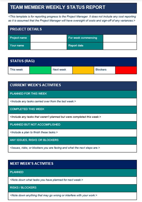 At A Glance Weekly Project Status Report Template Online