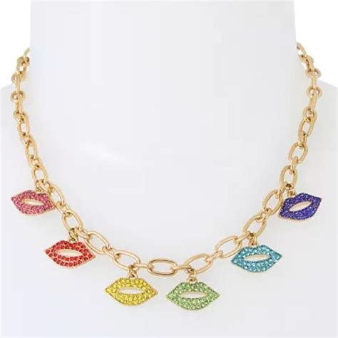 Betsey Johnson Lips Charm Necklace In 2024