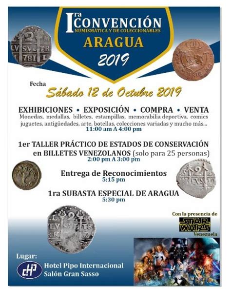 Primera convención numismática en Maracay Venezuela Billetes y