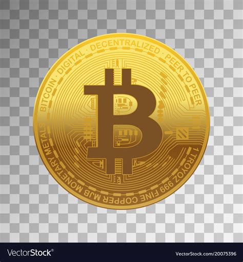 One Golden Bitcoin On Transparent Background Vector Image