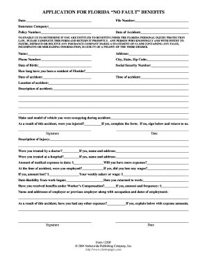 Florida Application No Fault Benefits Fill Online Printable