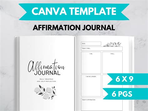 Kdp Affirmation Journal Canva Template Kdp Journal Interior Etsy