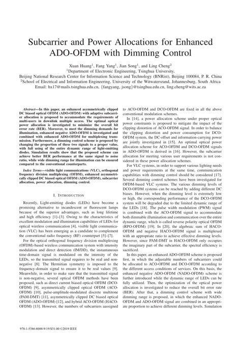 pdf subcarrier and power allocations for enhanced ado ofdm with dimming control