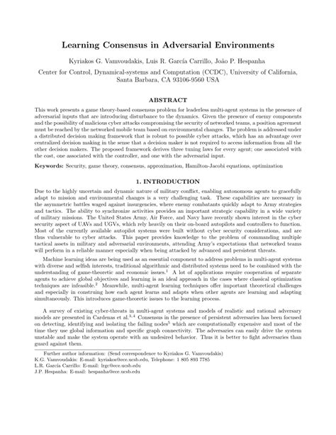 pdf learning consensus in adversarial environments