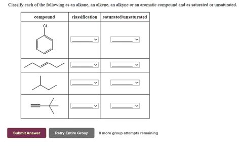 SOLVED Classify Each Of The Following As An Alkane An Alkene An