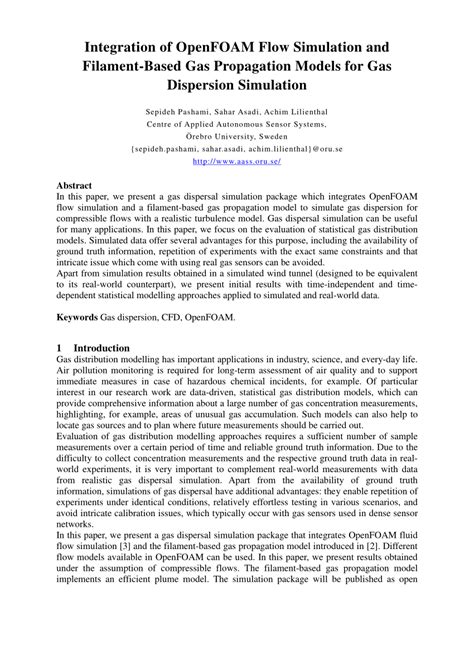 pdf integration of openfoam flow simulation and filament based gas propagation models for gas