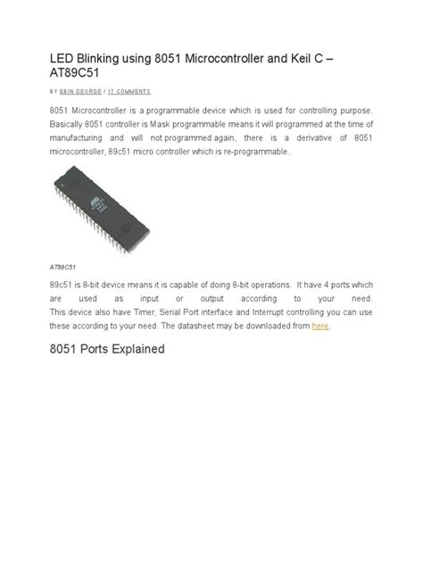 led blinking using 8051 microcontroller and keil c pdf microcontroller capacitor