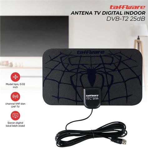 Taffware Antena TV Digital Indoor DVB T2 25dB Spider Jack Male Plug