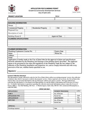 Fillable Online APPLICATION FOR PLUMBING PERMIT City Of Saint
