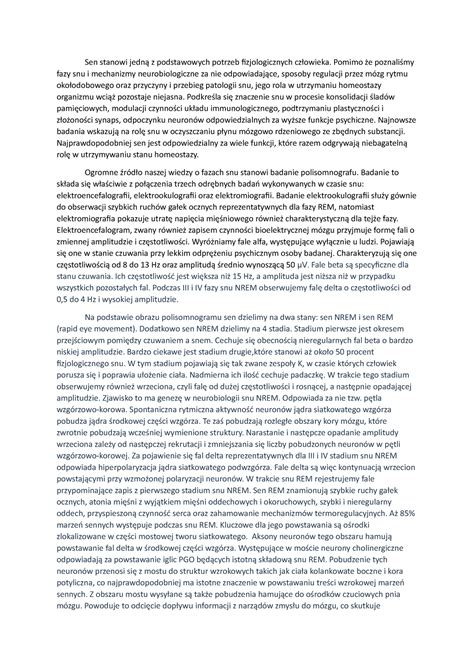 Sen Fizjologia człowieka z elementami fizjologii stosowanej i