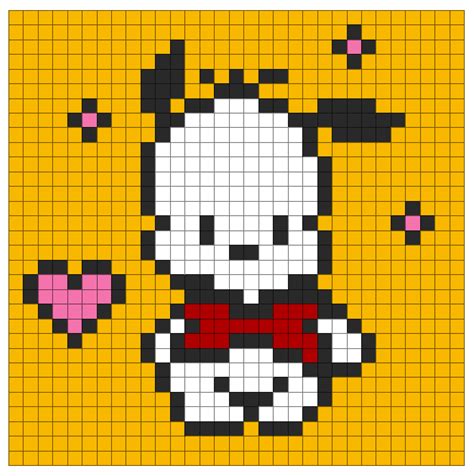 Sanrio Pochacco 2d Pixel Art Pix Brix 31x31 Dark Palette Perler Bead Art Perler Beads Sanrio