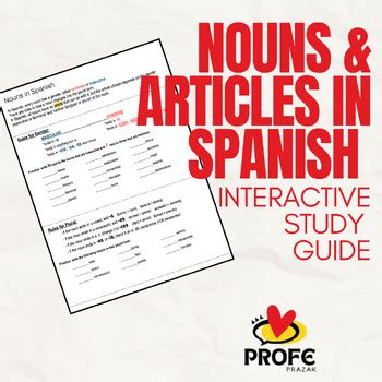 Nouns Articles In Spanish By Profe Prazak Tpt