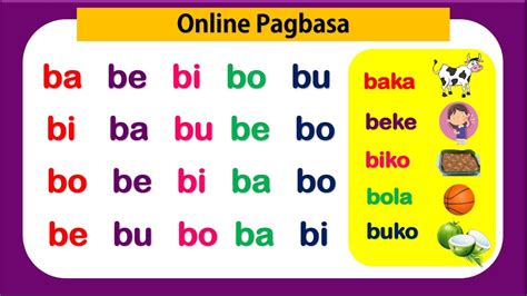 Matutong Bumasa ABAKADA Ba Be Bi Bo Bu L L Teacher Ana Online Pagbasa