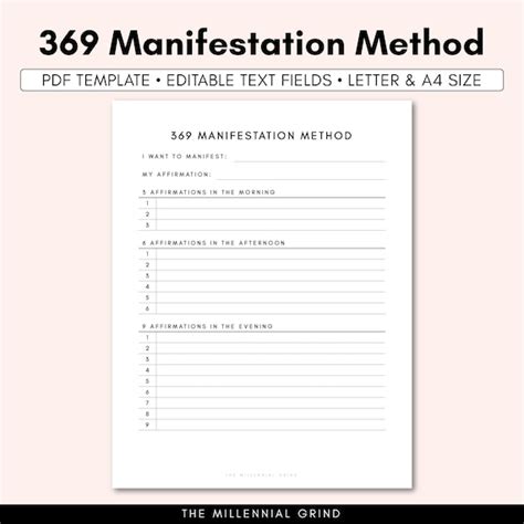 369 Manifest Journal 369 Manifestation Journal 369 Method Etsy