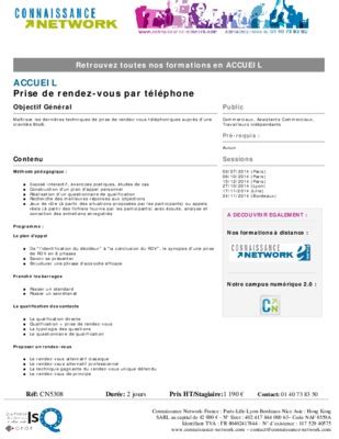 Prise De Rendez Vous Telephonique Pdf Notice Manuel D Utilisation