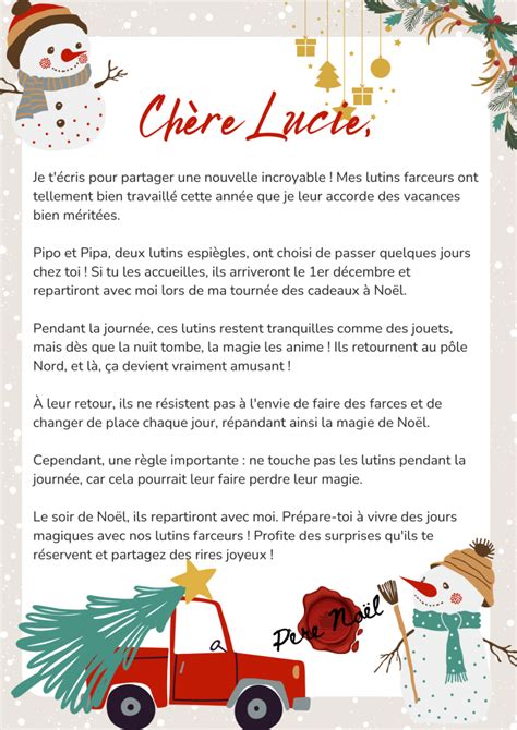 Lettre Annonce Arriv E Ou Retour Des Lutins Les Lutins Farceurs