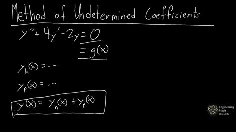 method of undetermined coefficients non homogeneous differential equations youtube