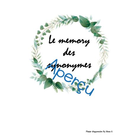 Le Memory Des Synonymes