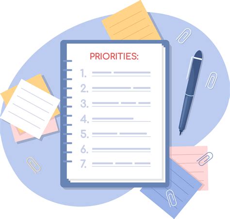 Priorities List D Vector Isolated Illustration Business Goals