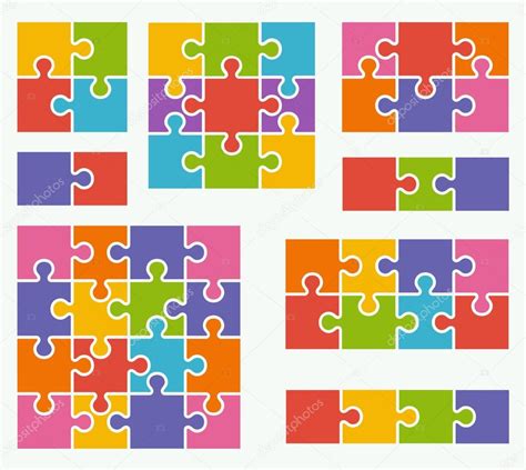 Piezas De Rompecabezas Sobre Fondo Blanco En Colores Colores Conjunto