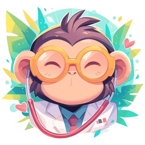 Premium Vector A Mischievous Monkey Doctor Cartoon Style