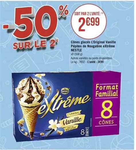 Promo Cônes Glacés L original Vanille Pépites De Nougatine Extrême