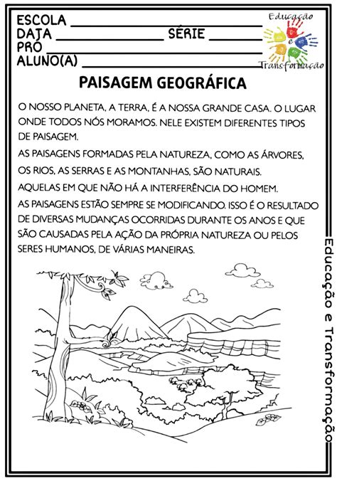 Geografia Paisagem Natural E Modificada Atividade Sobre Paisagem