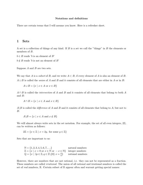notations and definitions