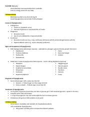 Hypoglycemia Vs Hyperglycemia Docx GLUCOSE C6H12O6 Most Abundant