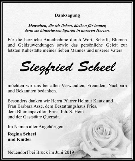 Traueranzeigen Von Siegfried Scheel Trauer Anzeigen De