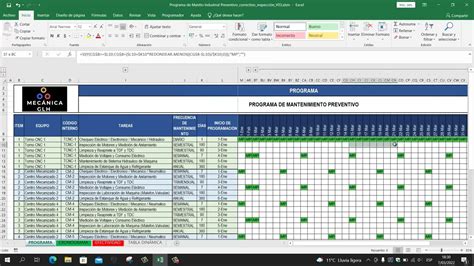 Programa De Mantenimiento Preventivo Anual En Excel Theme Loader