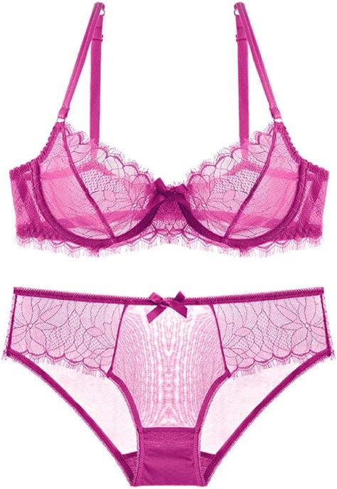 MEREDENG Conjunto de Sujetador Transparente de Encaje lencería Sexy
