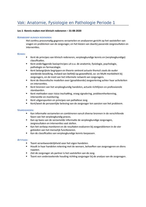 Anatomie Fysiologie En Pathologie Periode Vak Anatomie