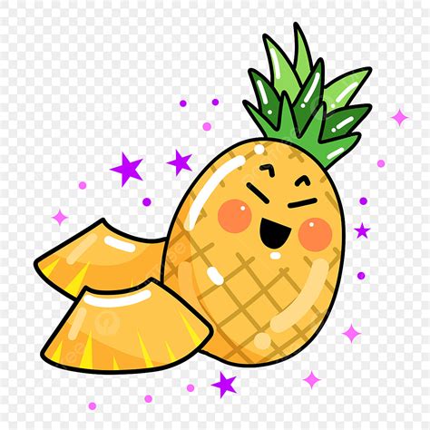 Adesivo De Fruta Fofa Desenho Animado Emoji Abacaxi Png Desenho The