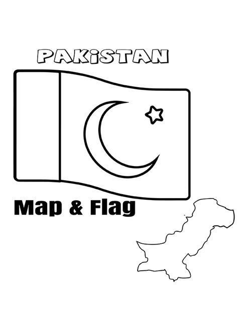 Pakistan Flag And Map Coloring Page Free Printable Coloring Pages For