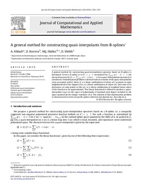 pdf a general method for constructing quasi interpolants from b splines domingo barrera