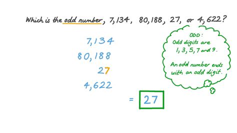 question video identifying an odd number using its properties nagwa
