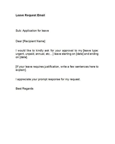 50 Simple Leave Request Emails Free Samples Letter Writing Examples