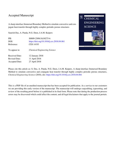 pdf a sharp interface immersed boundary method to simulate convective and conjugate heat