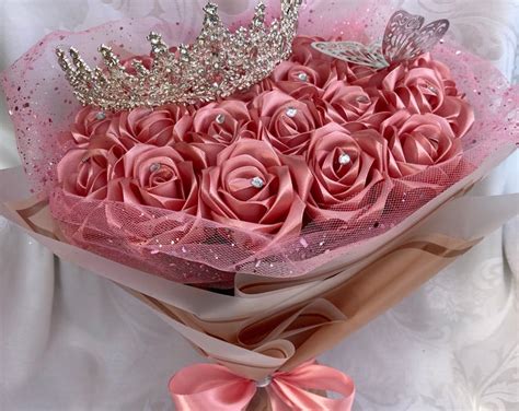 Ramo Buchon Pink Eternal Rose Bouquet Handmade Fake Flowers Bouquet