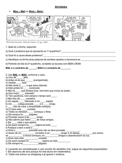 Mal ou Mau SOS Professor Atividades 3º ao 5º ano