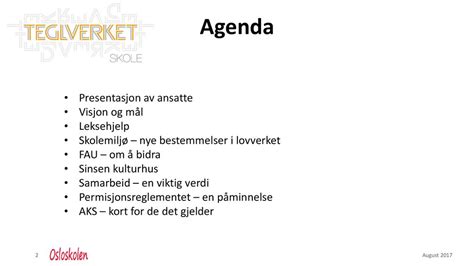 Velkommen til Teglverket skole Foreldremøte høsten ppt laste ned
