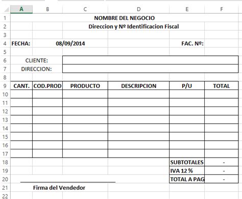 Factura De Venta Formato Excel Image To U