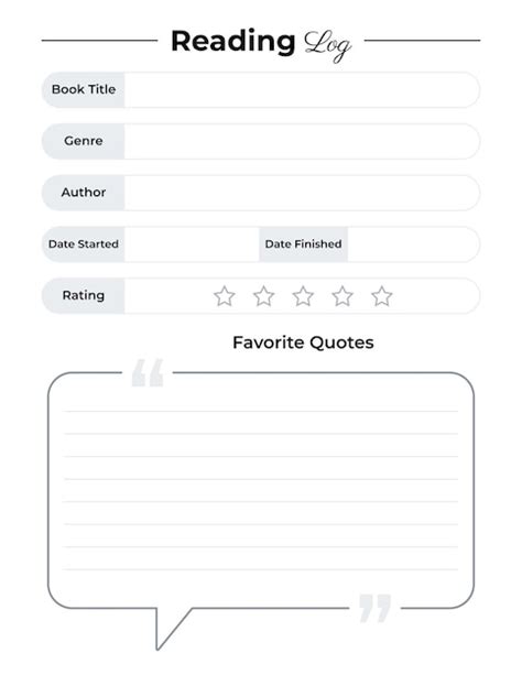 Plantilla De Registro De Lectura Simple Vector Premium