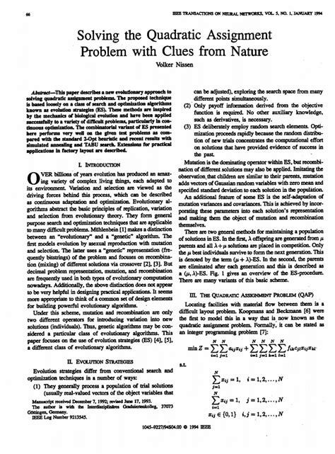 pdf solving the quadratic assignment problem with clues from nature